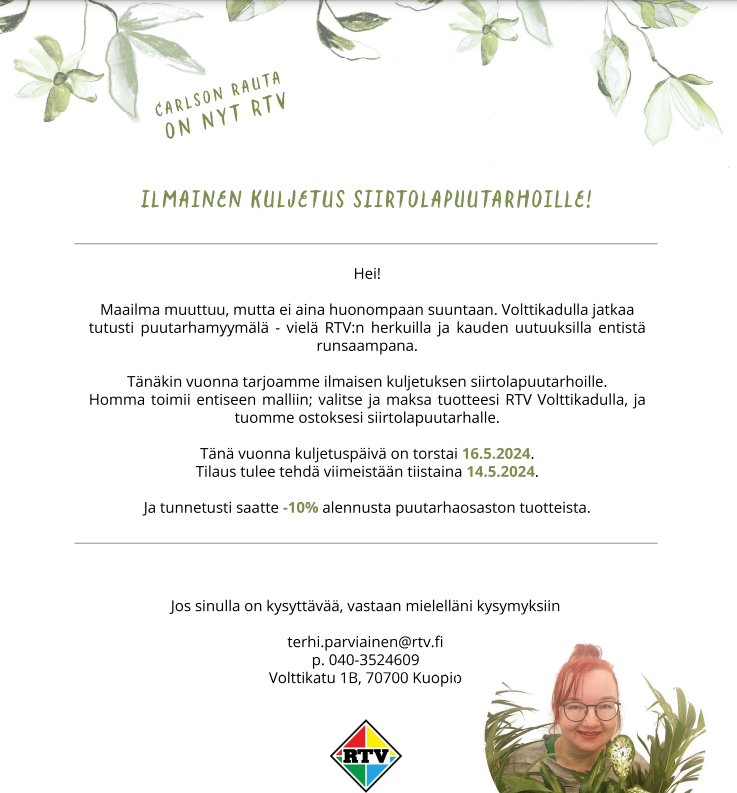 Ilmainen kuljetus siirtolapuutarhoille - Kolmisopen ryhmäpuutarhayhdistys Ry